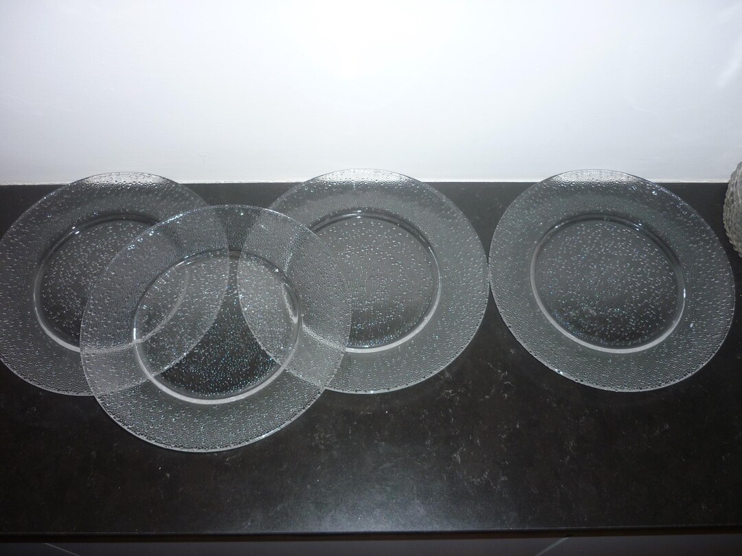Iittala AURA Four 20cm Glass Plates Designed by Tapio Wirkkala Made in ...