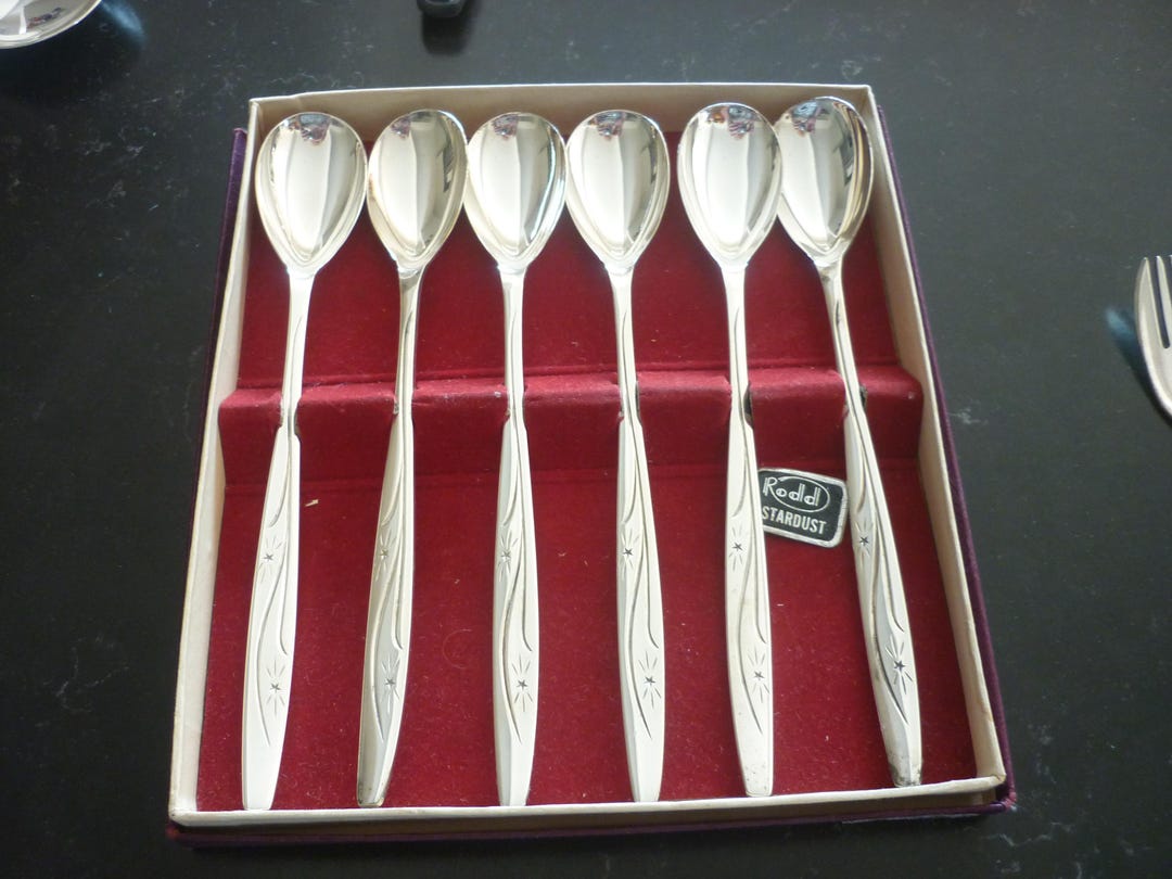 RODD England STARDUST Pattern Silverplate Cutlery Flatware Set of Six ...