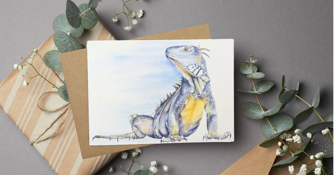 Reptile Card - Rock Lizard, Original Art, Wildlife Card, Animal Card ...