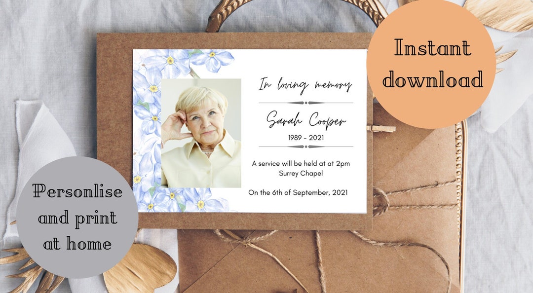 Funeral/memorial Service Invitation, Editable Template - Etsy