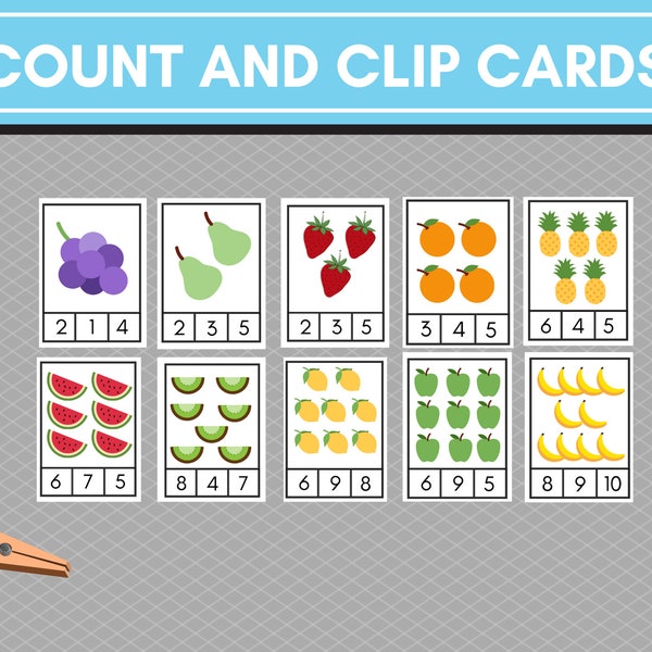 Count and Clip Cards - Etsy