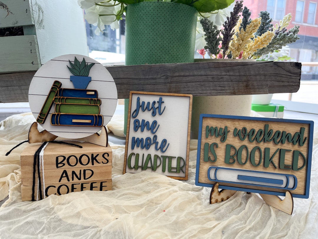 Book/reading Sign, Bookworm, Book Lover, Reading, Tier Tray Signs, Home ...
