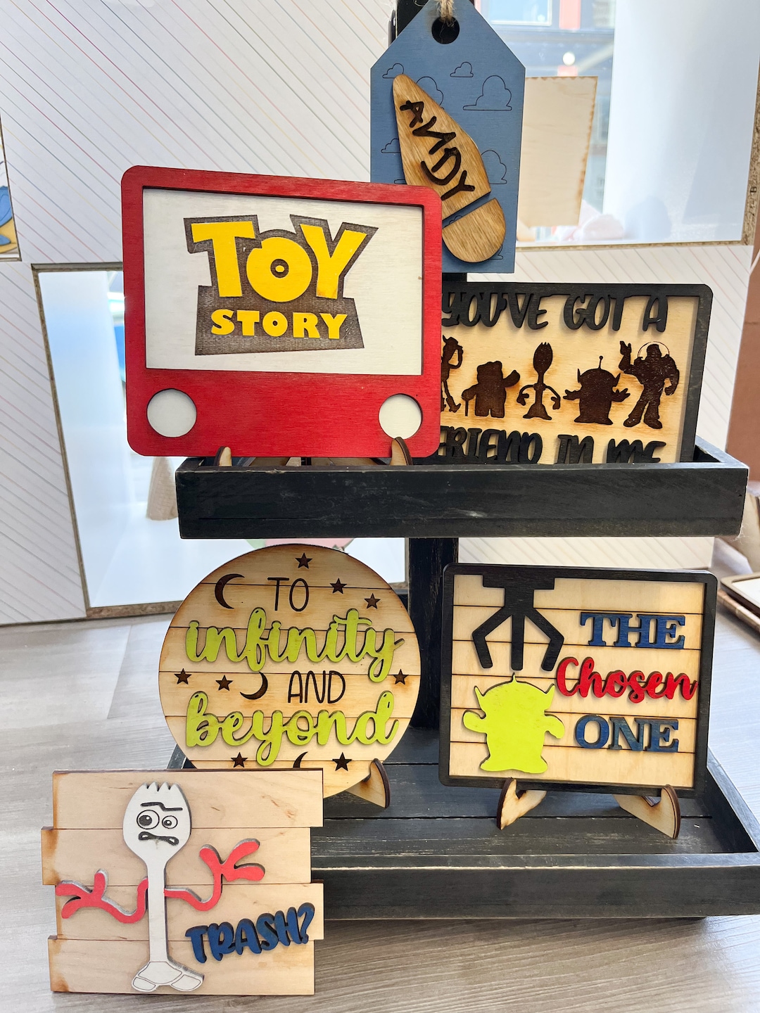 Toy Story Mini Signs, Toys, Andy, Wood Decor, Tier Tray Decor, Home ...
