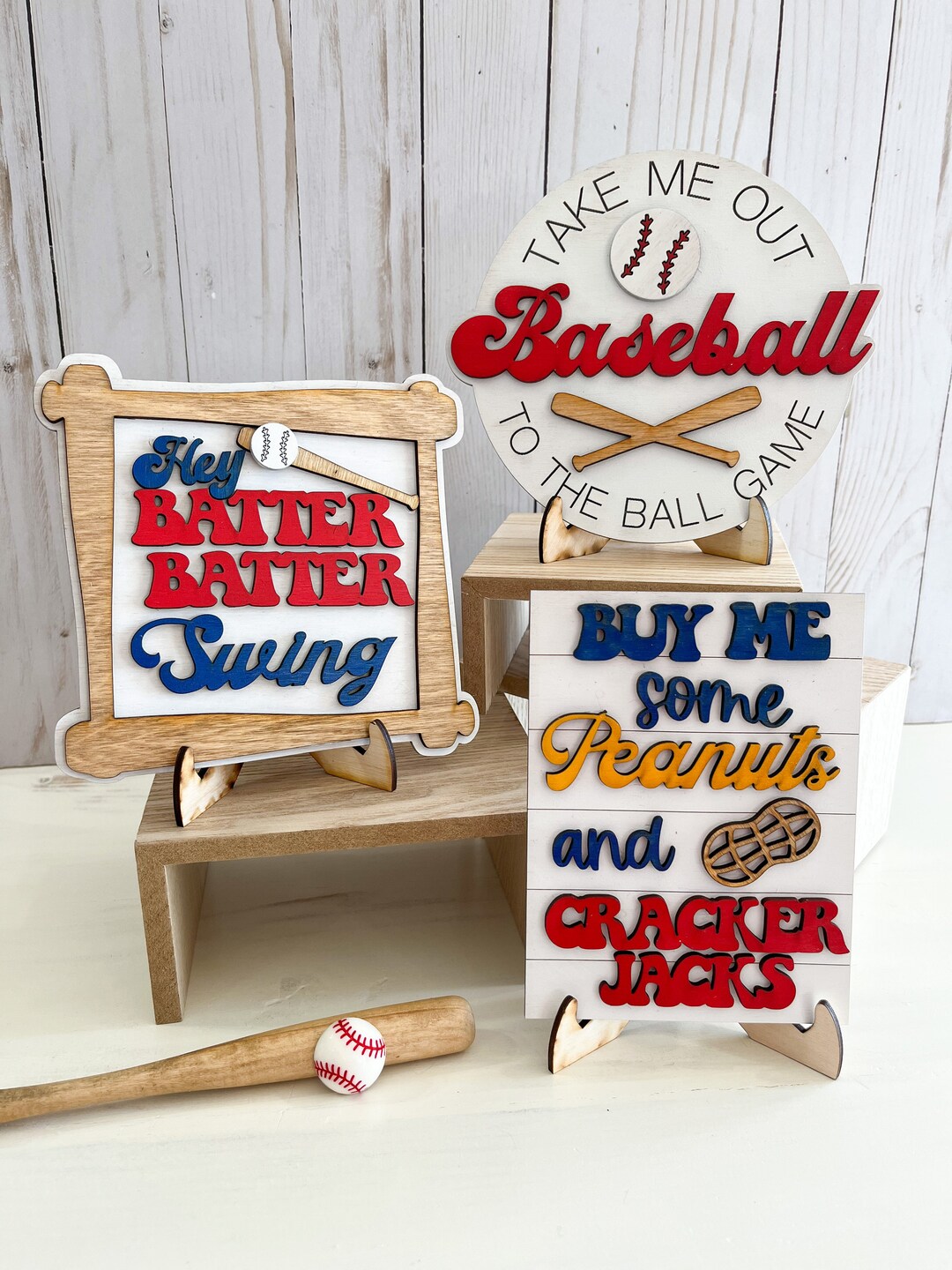 Baseball Mini Signs, Baseball Fan, Summer, Hey Batter Batter, Tier Tray ...