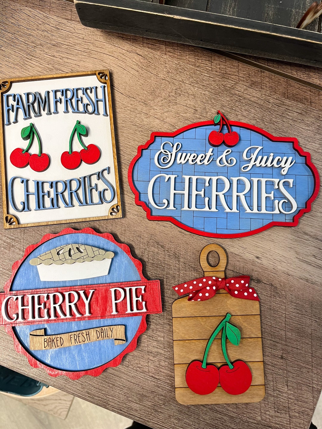 Cherries Sign, Summer, Farm Fresh, Fruit, Garden, Cherry Pie, Wood ...