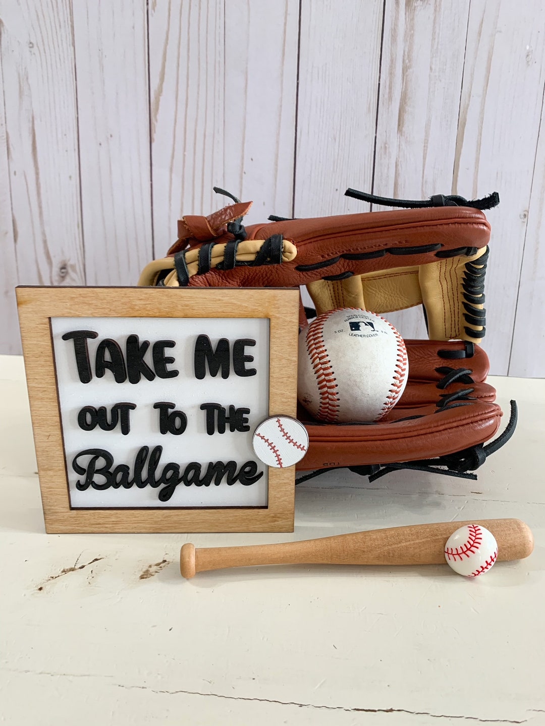 Baseball Mini Sign, Baseball Fan, Mini Bat, Take Me Out to Ballgame ...