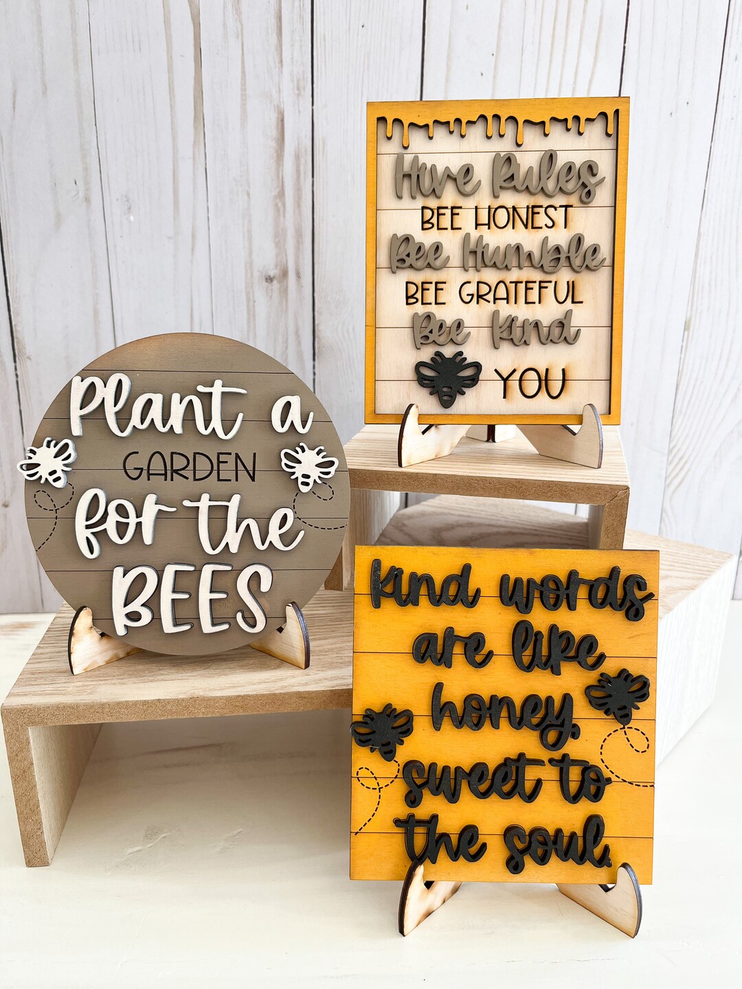 Bee Signs, Wood Sign, Bees, Summer, Spring, Bee Decor, Home Decor, Tier ...