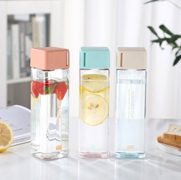 450ml Transparent Square Plastic Matte Water Bottle - Etsy
