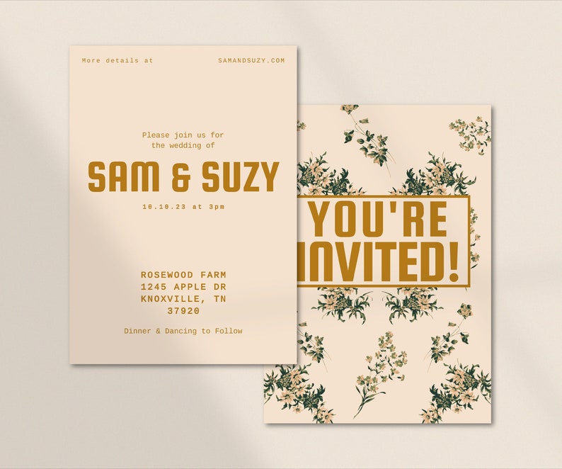 DIY Printable Wedding Invitation Set Unique Minimal Wes Anderson the ...