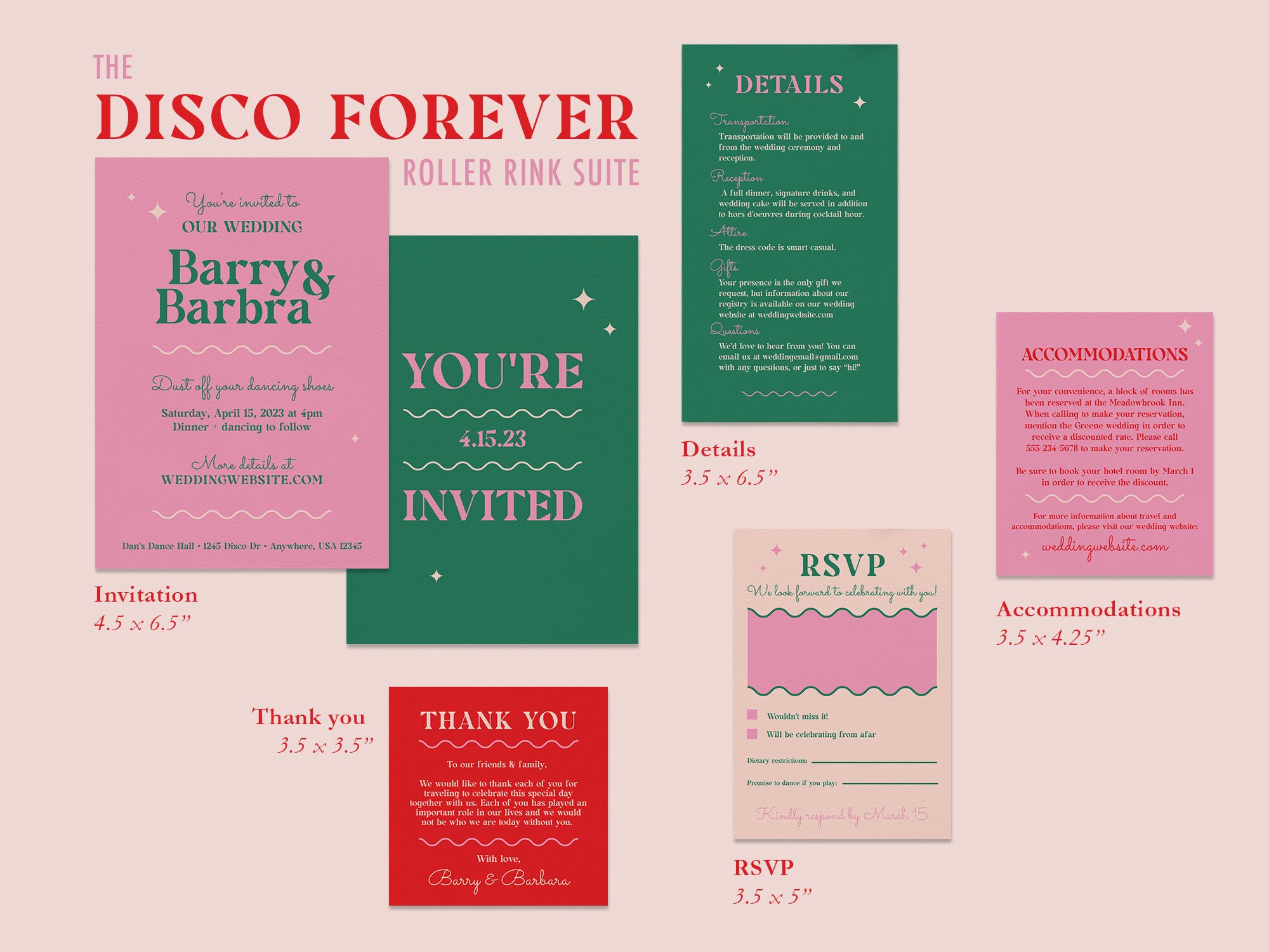Modern Disco DIY Printable Wedding Invitation Colorful Unique 70s Retro ...
