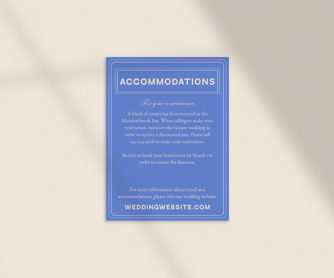 DIY Printable Wedding Accommodations Card Unique Ornate Elegant Wes ...