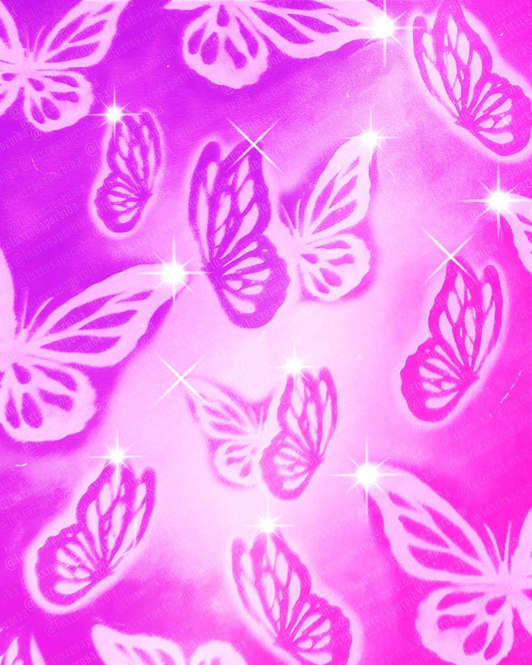 Y2K Early 2000s Butterfly Airbrush Backdrop Pink Purple Sparkle Glamour ...