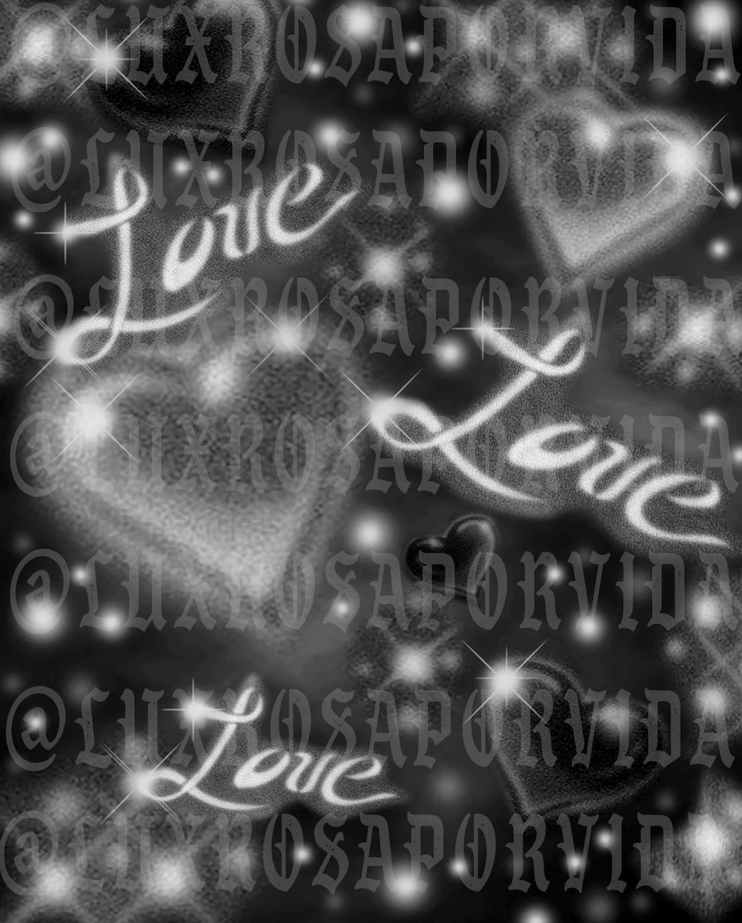 Airbrush Y2K Backdrop Lux Rosa La-la I Love You Black Heart Airbrushed ...