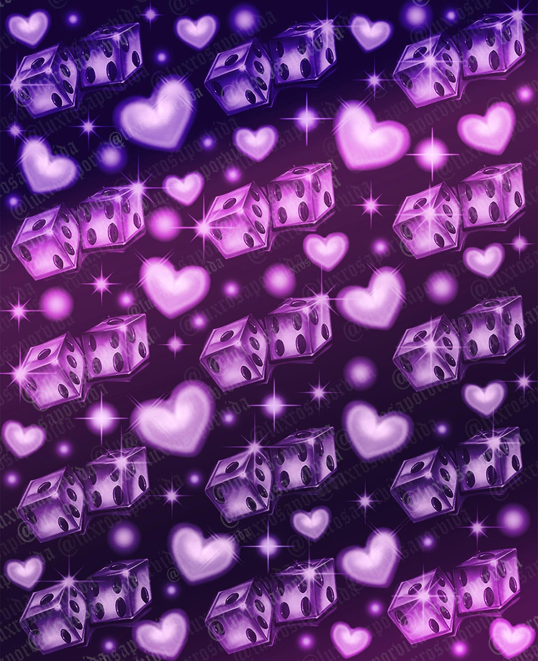 Y2K Early 2000s Airbrush Dice Backdrop Pink Purple Chrome Dice Glamour ...