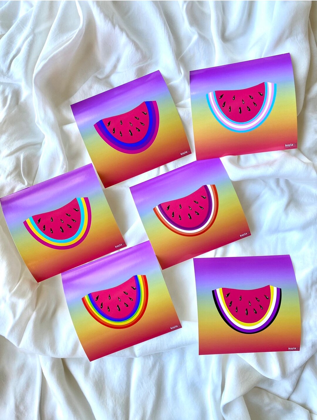 QUEERMELONS, LGBTQIA Pop Art, Pride Flag Art, 5x5 Inch Glossy Print - Etsy