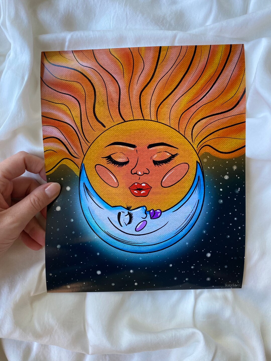Sun Moon Illustration, 8x10 Inch Pop Art Print - Etsy