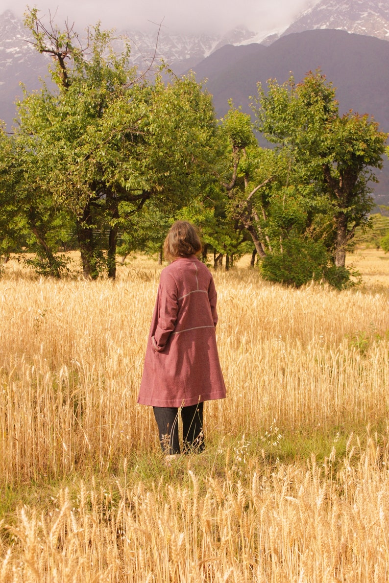 Himalayan Sheep Wool Long Coat, Hand-spun Fiber, Gaddi Shawl, Warm and ...