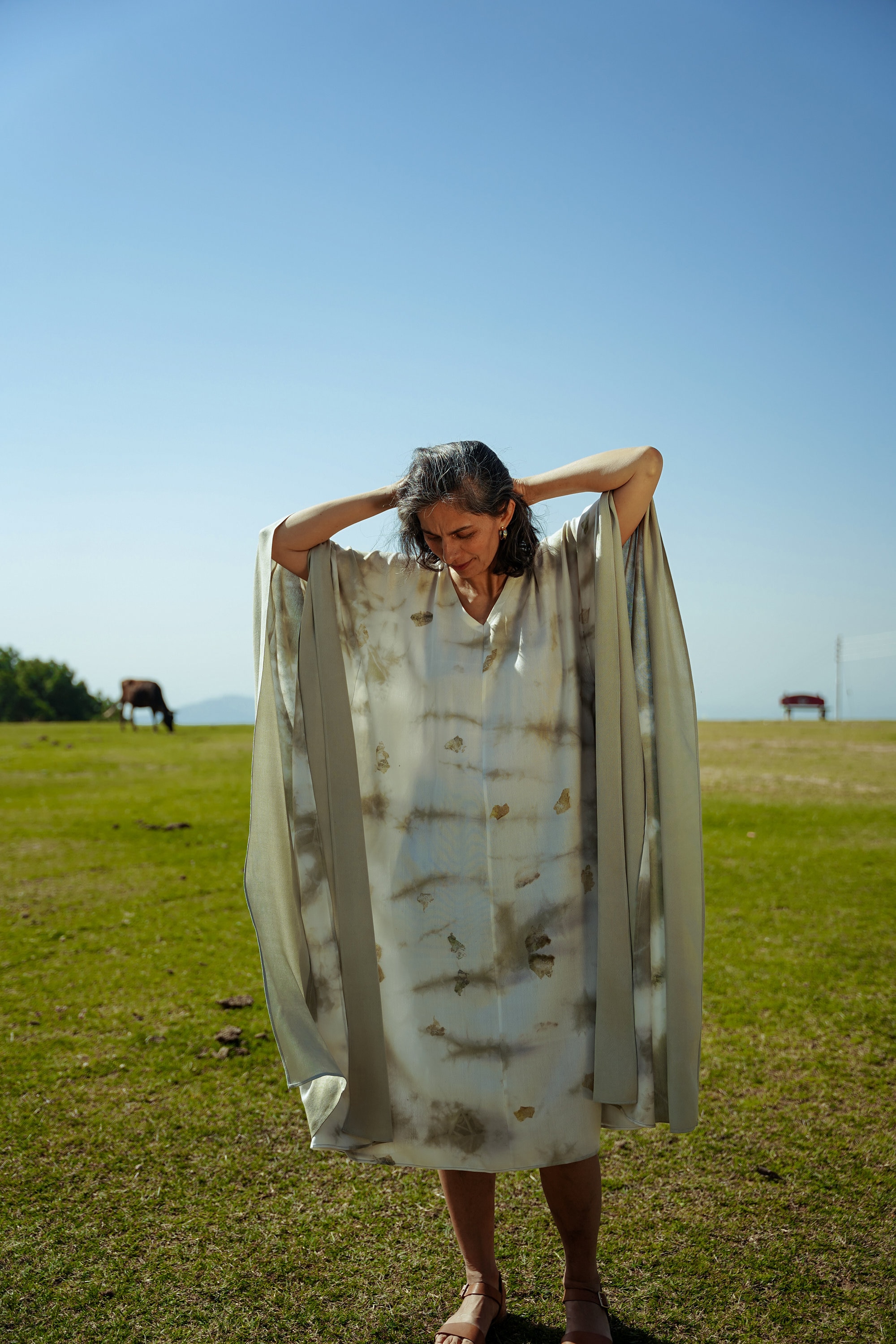 Kaftan in Lotus Fiber Silk, Hand-spun Natural Fiber Lotus Silk, Vegan ...