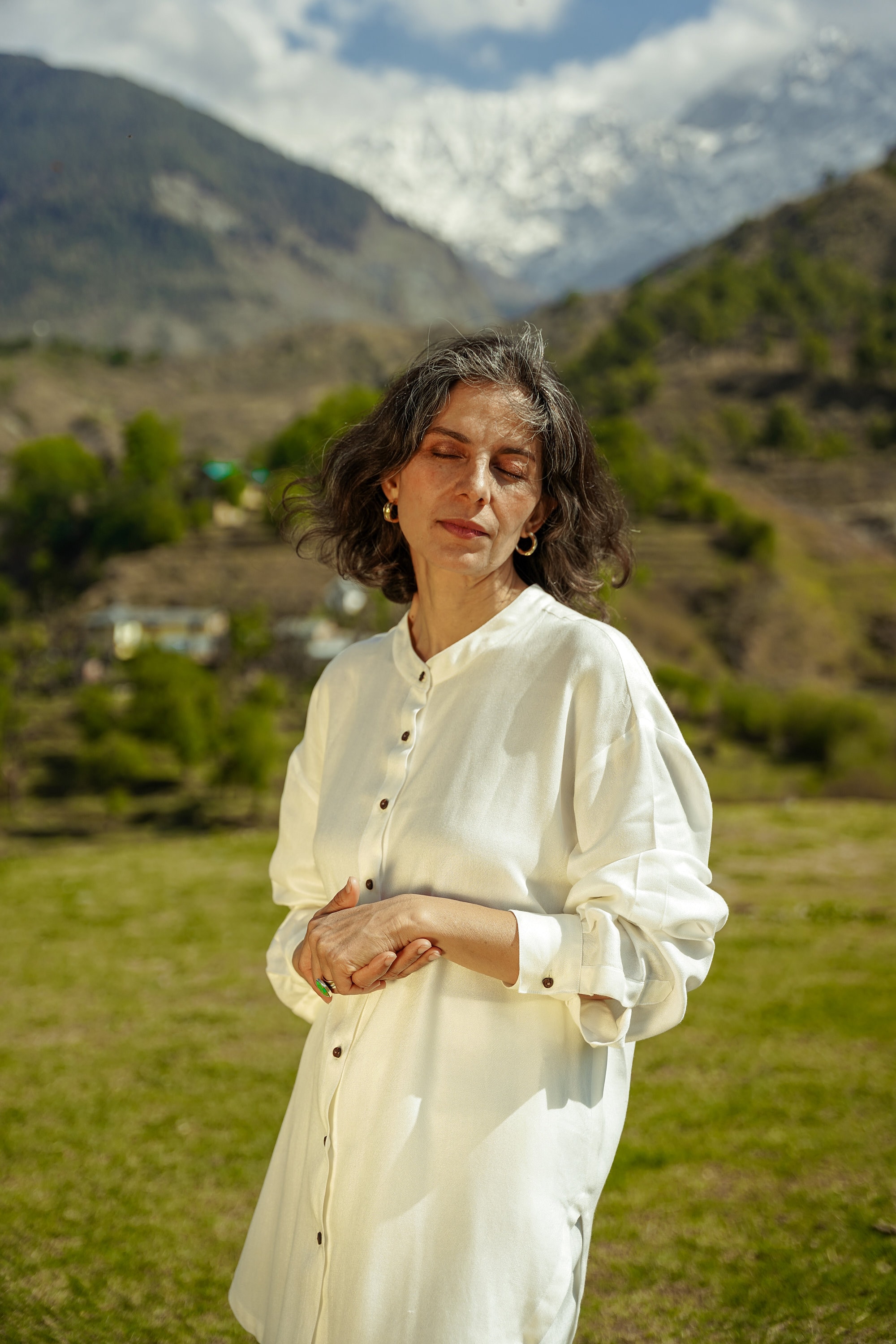 Lotus Silk Button-down Shirt: Loose Fit Vegan Blouse - Etsy