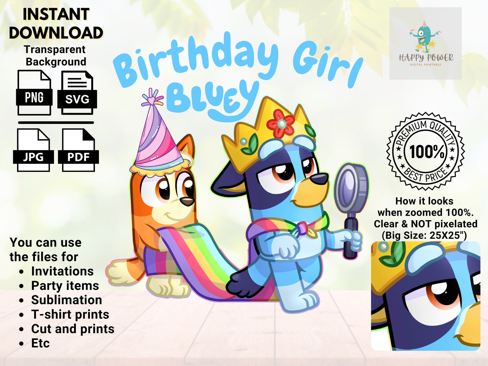BLUEY Birthday Girl SVG PNG Jpg Pdf Digital Files Kidlife Etsy