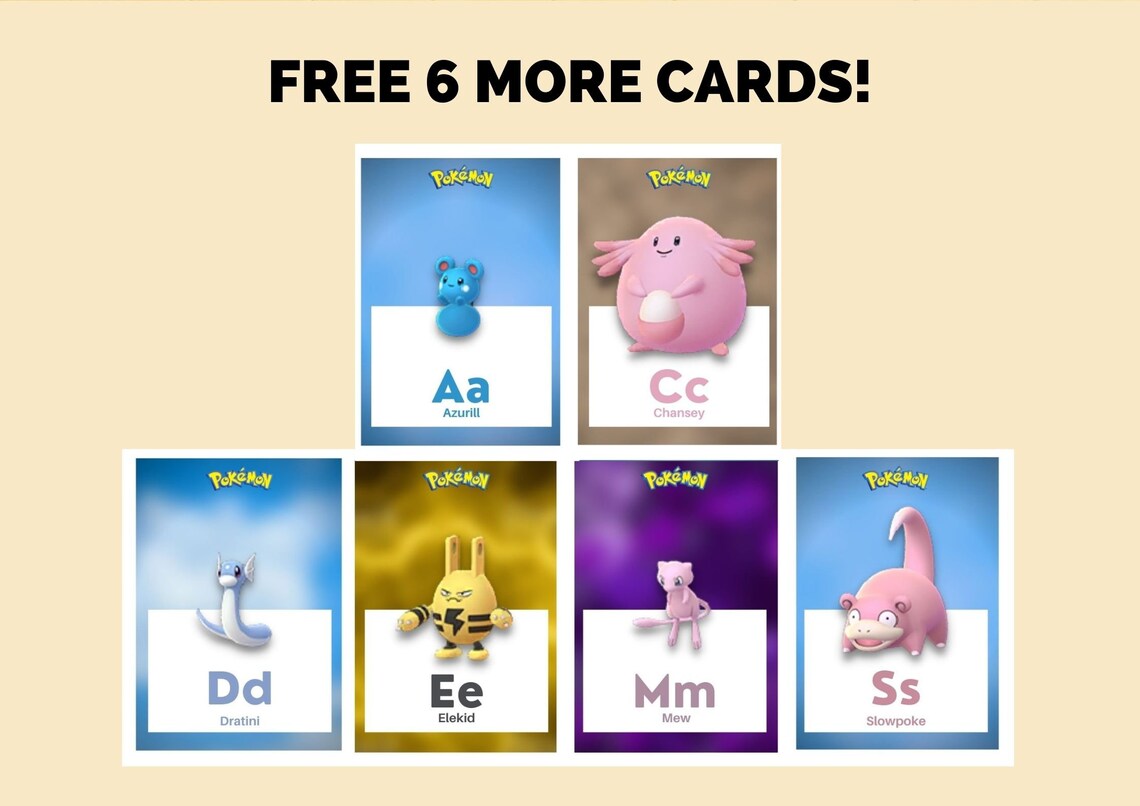 Digital Cute POKEMON theme alphabet ABC flash cards Nursery | Etsy