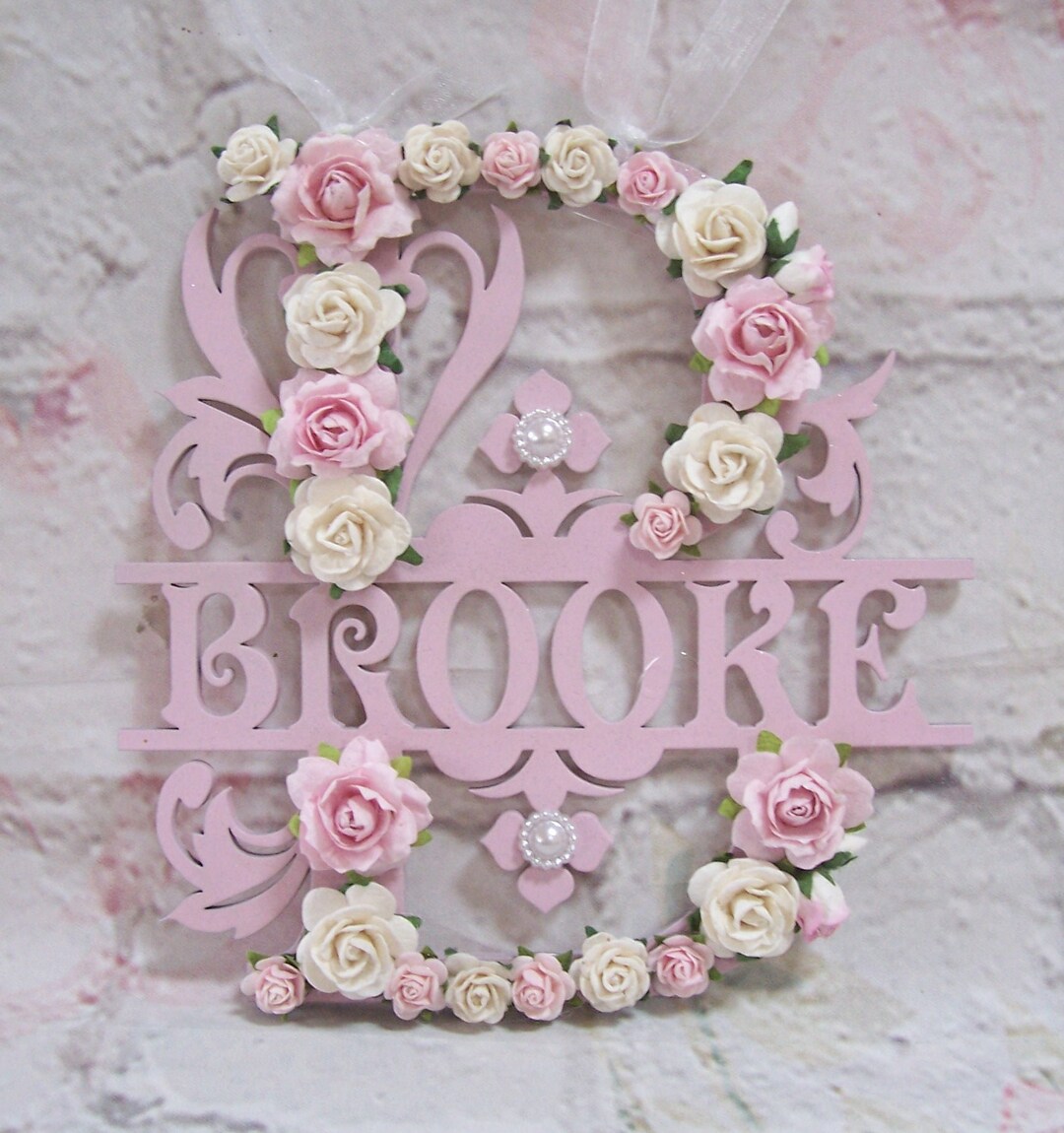Monogram Letter Plaque , Wooden Monogram Name Sign, Flower Letter ...