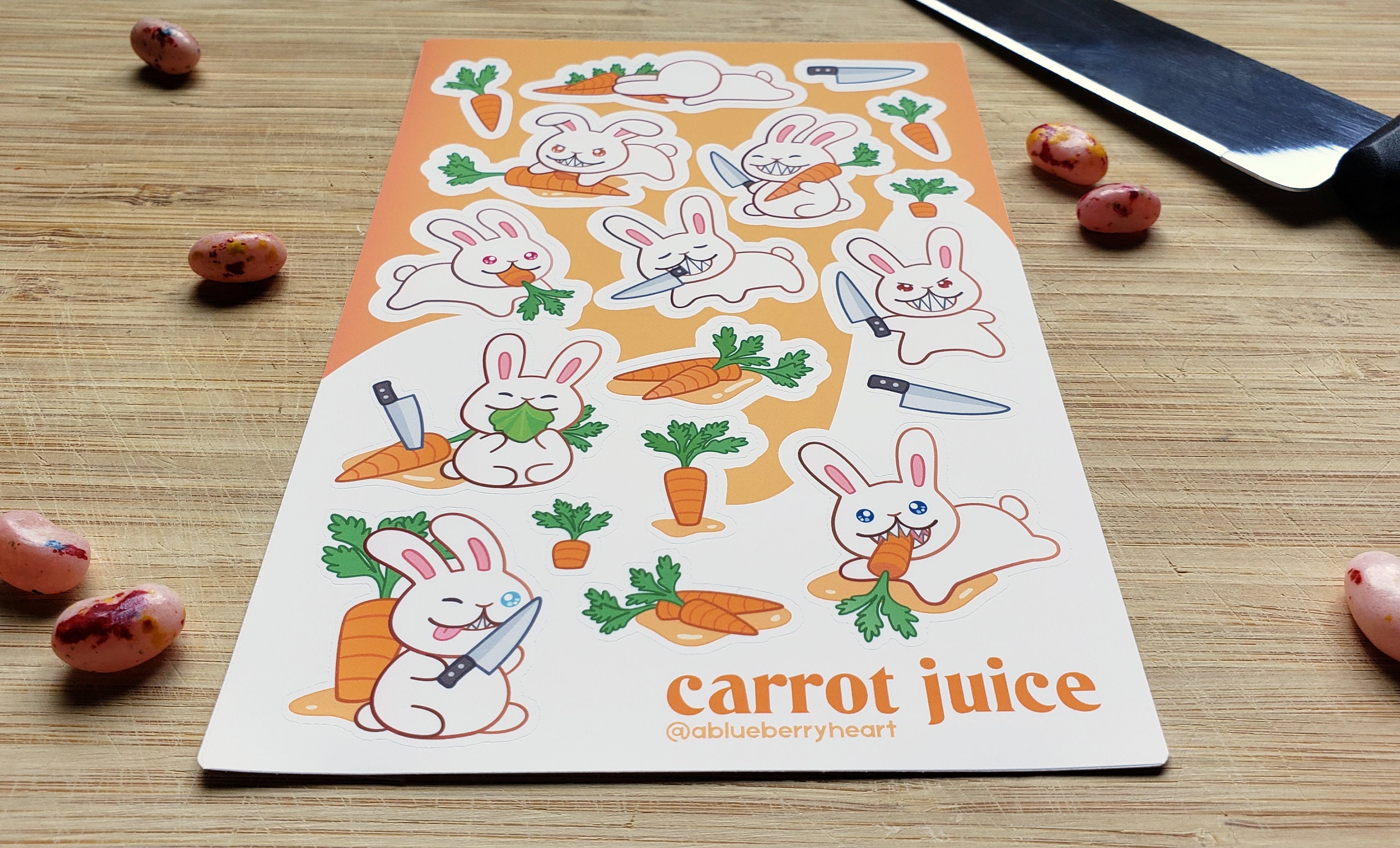 Carrot Juice Sticker Sheet - Weatherproof Vinyl - Etsy