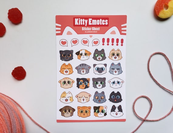 Kitty Emotes Sticker Sheet Weatherproof Vinyl | Etsy
