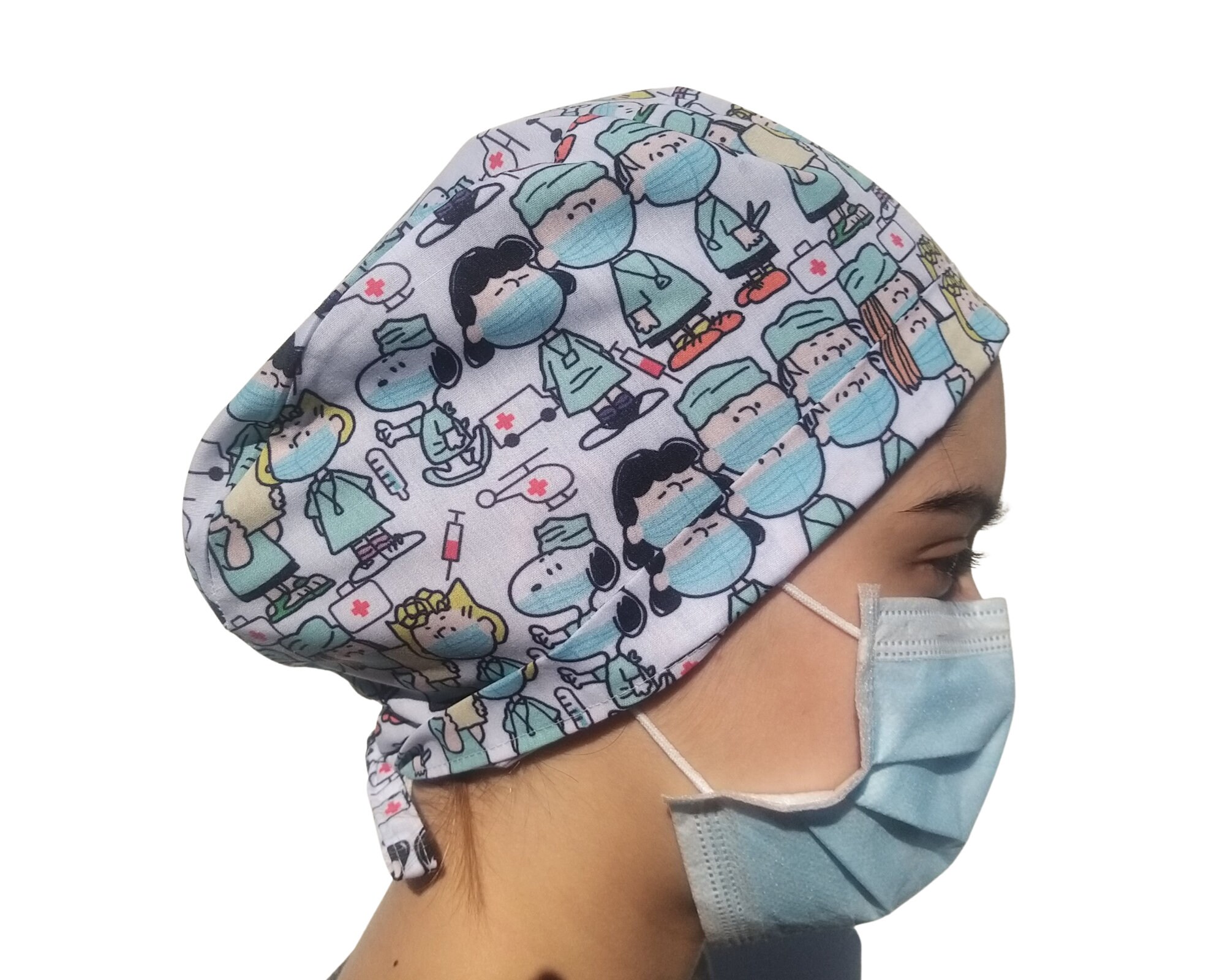 Scrub Cap Calot Block Vulva, Cotton 2 Sizes, Short or Long Hair, Scrub ...