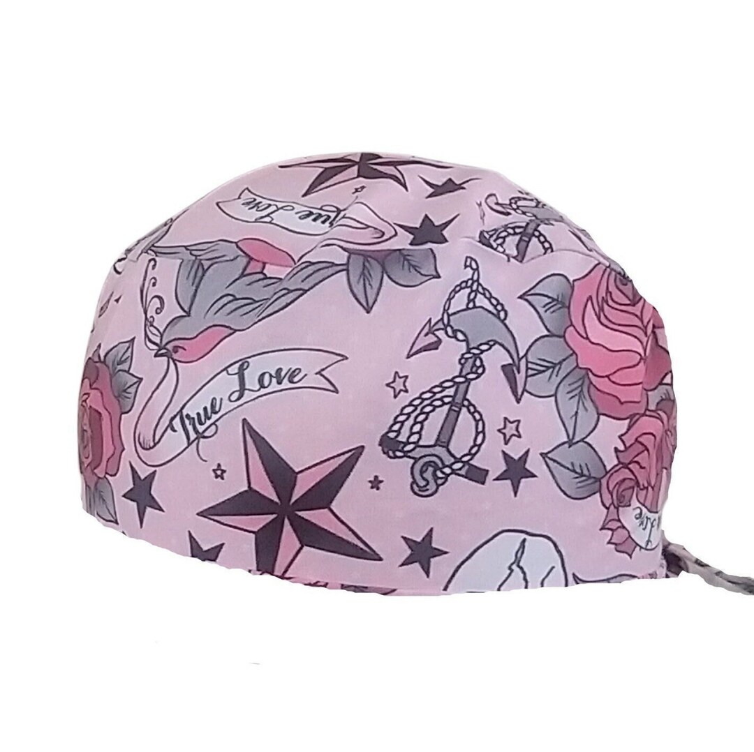 Scrub Cap Calot Block Old School Tattoo Scrub Cap Cotton 3 Sizes, Short ...