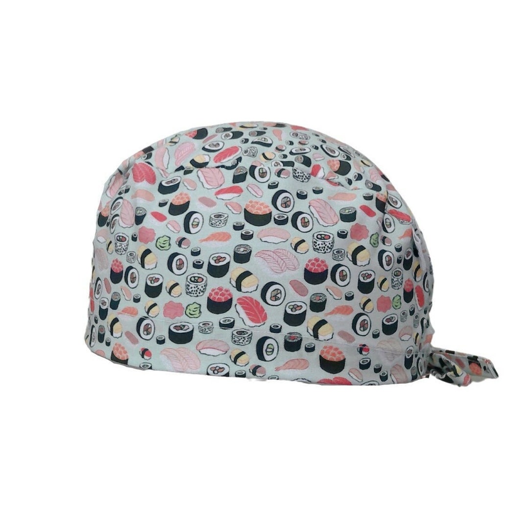 Block Cap, Surgeon Hat, Chef Hat, Scrub Cap Sushi Pattern - Etsy