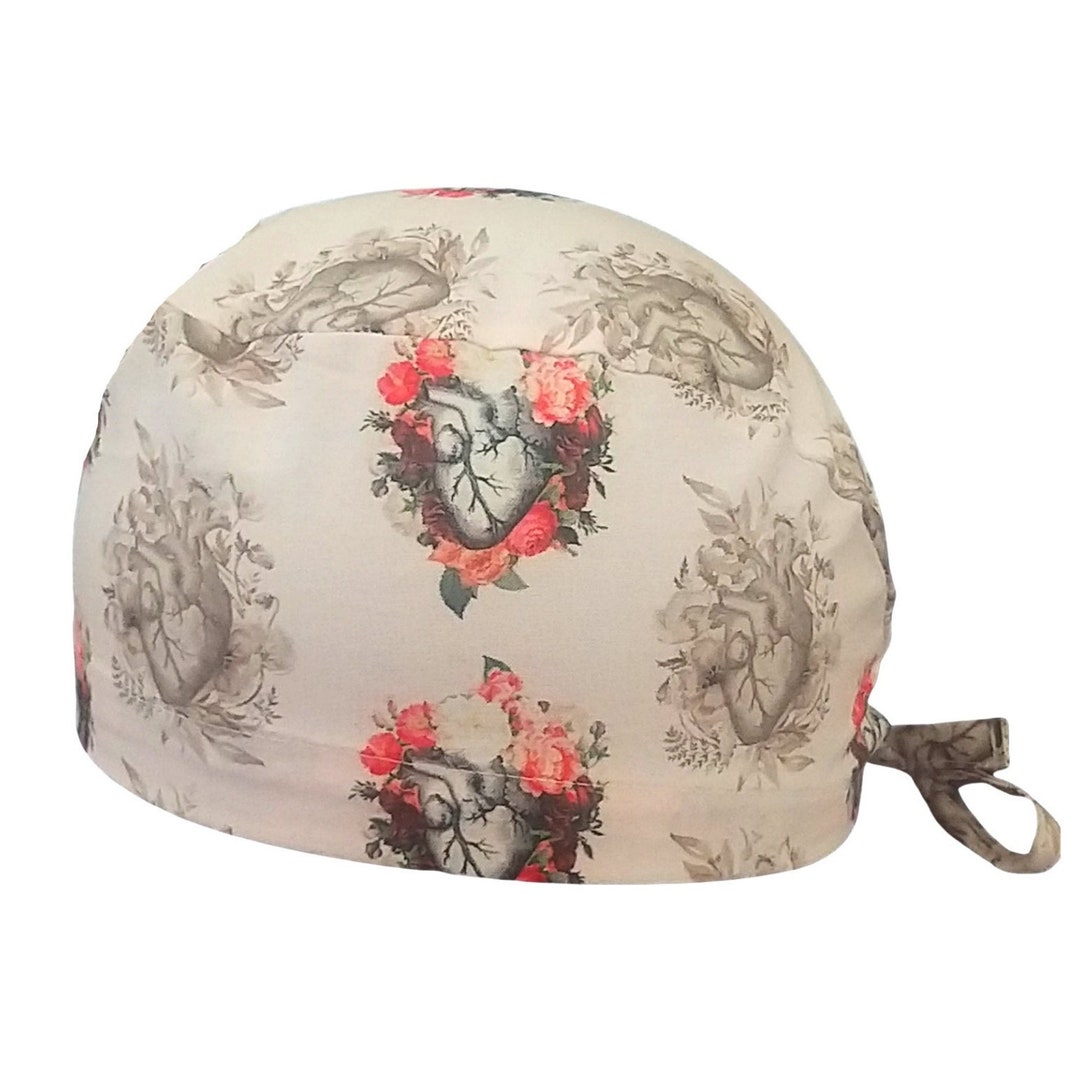Scrub Cap Calot Block Scrub Cap Heart Cotton 3 Sizes, Short or Long ...