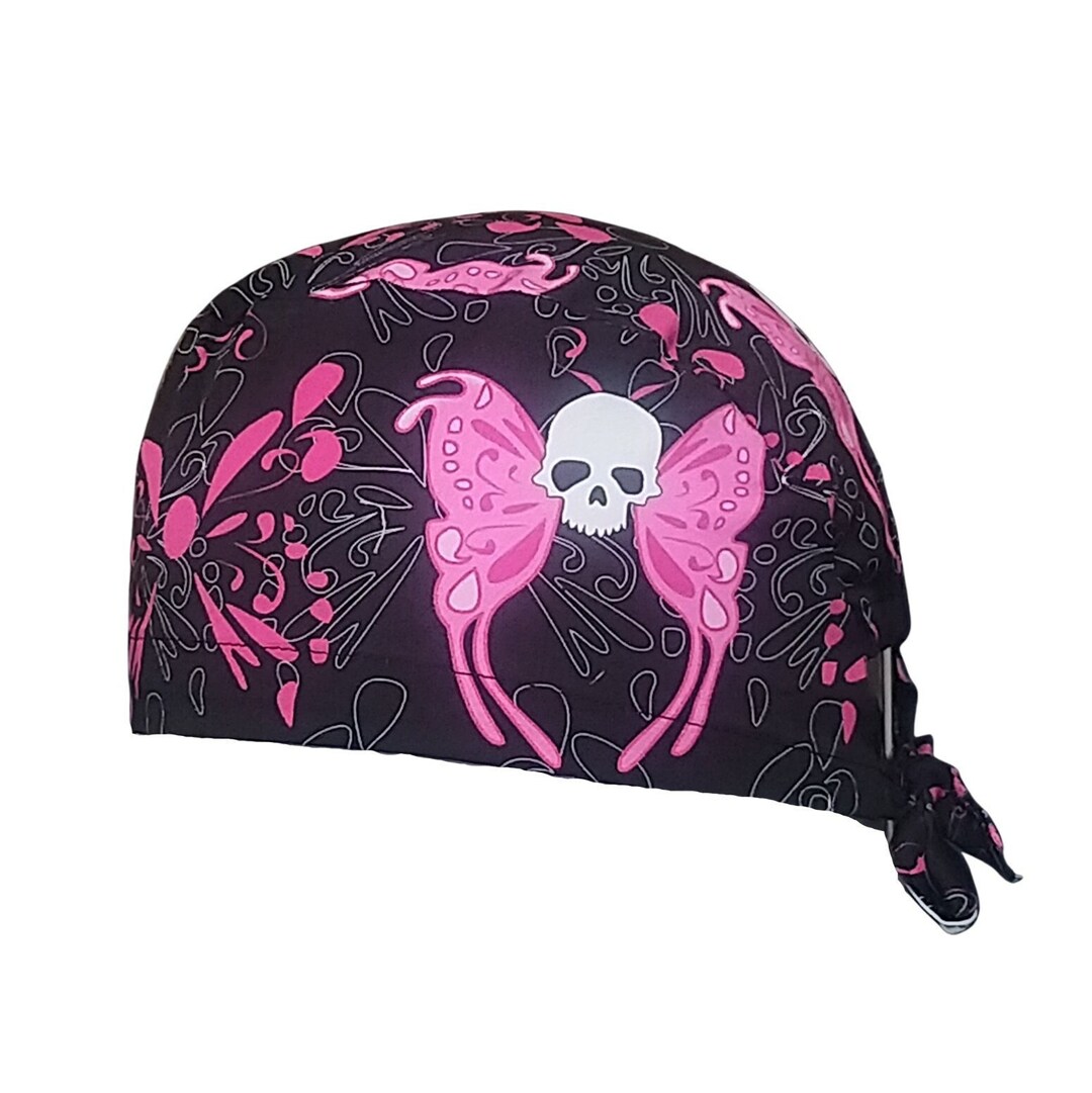 Scrub Cap Skull Block Butterfly Customizable Scrub Cap Cotton 2 Sizes ...