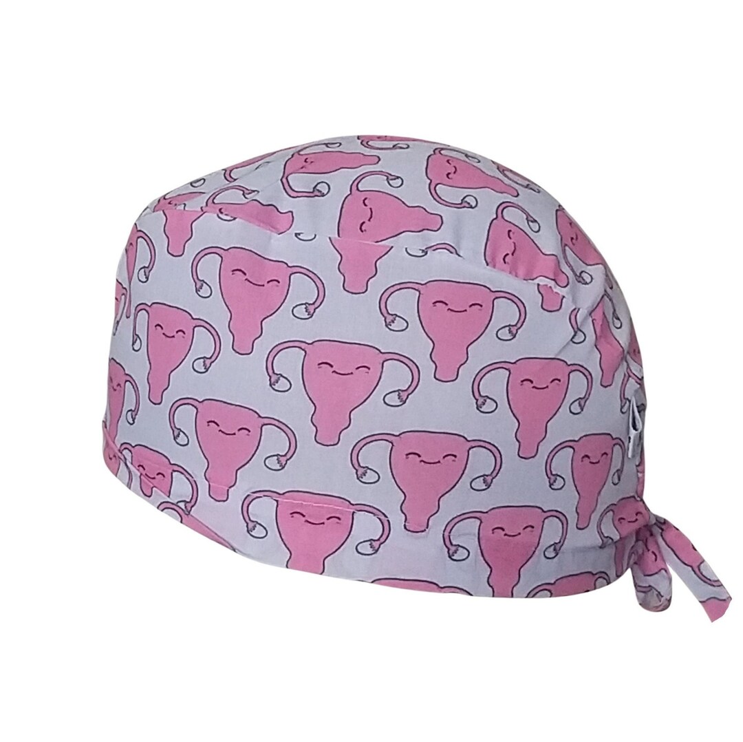 Scrub Cap Calot Uterus Customizable White Background Scrub Cap - Etsy
