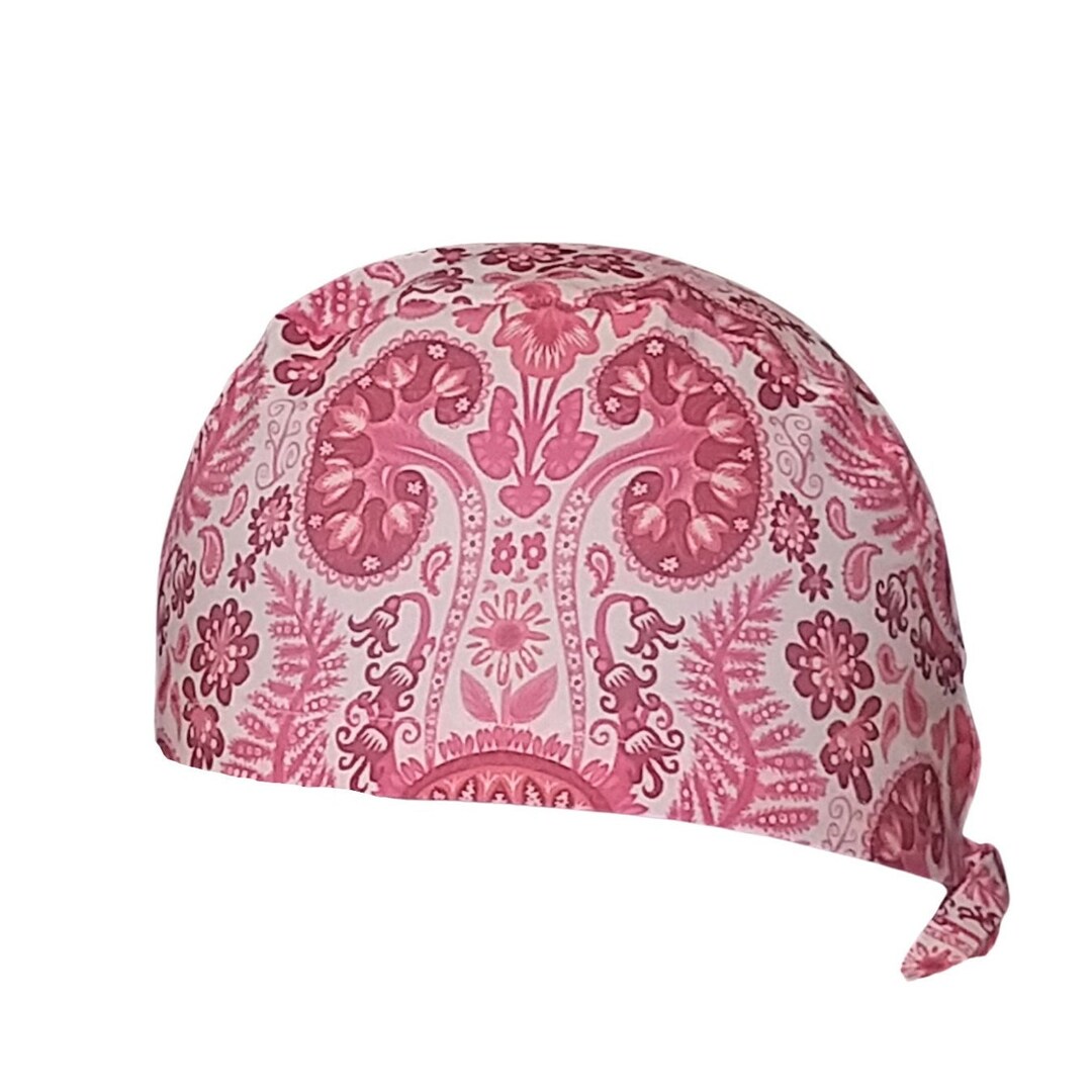 Customizable Pink Cotton Kidney Anatomy Scrub Cap, 3 Models Short or ...