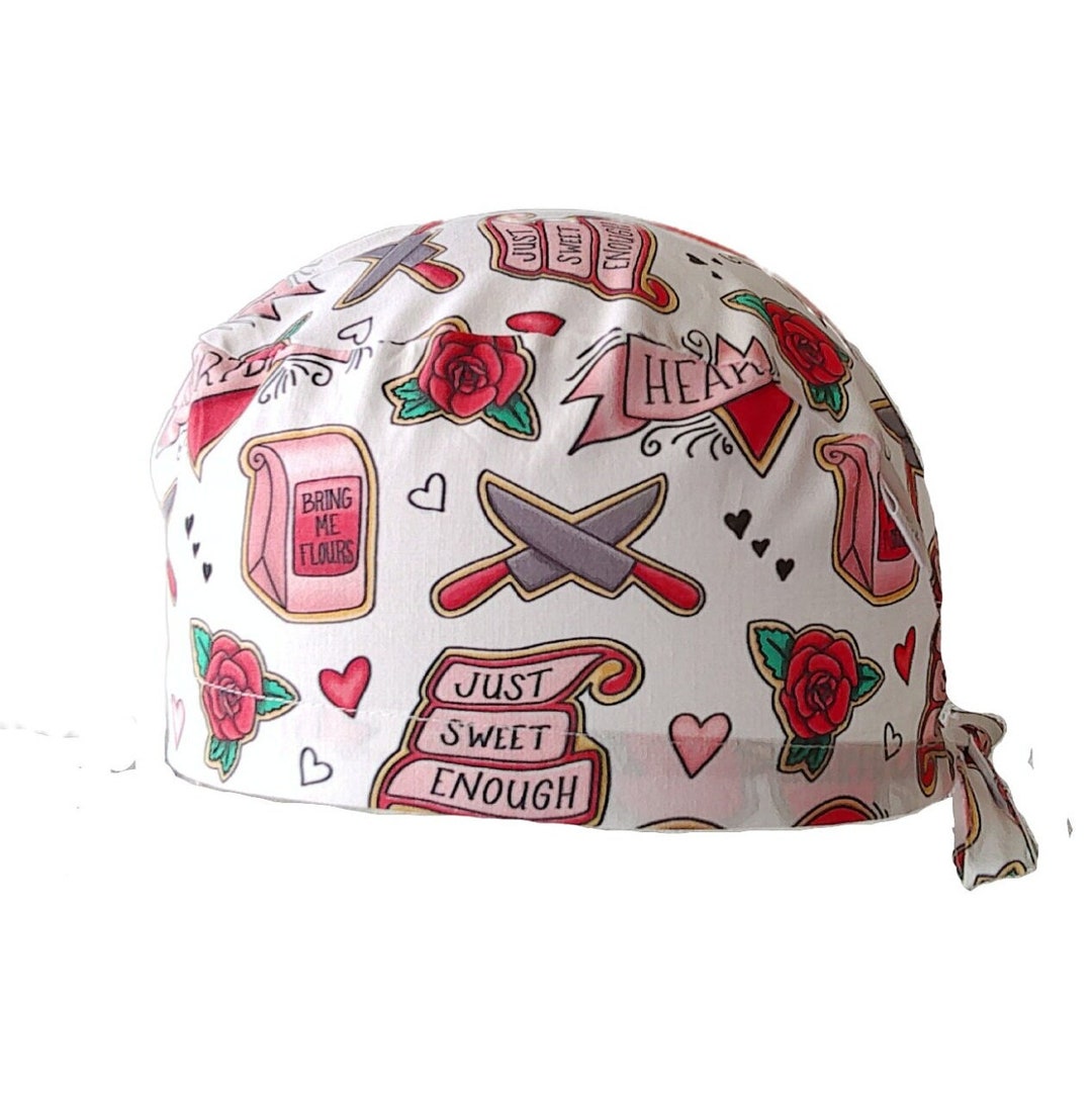 Cotton Chef's Cap, Pastry Chef's Hat With "heart Baker" Motif - Etsy