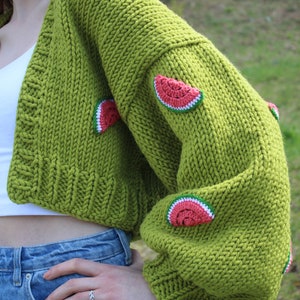 Watermelon Cardigan Oversize Knitted Cardigan Woman - Etsy