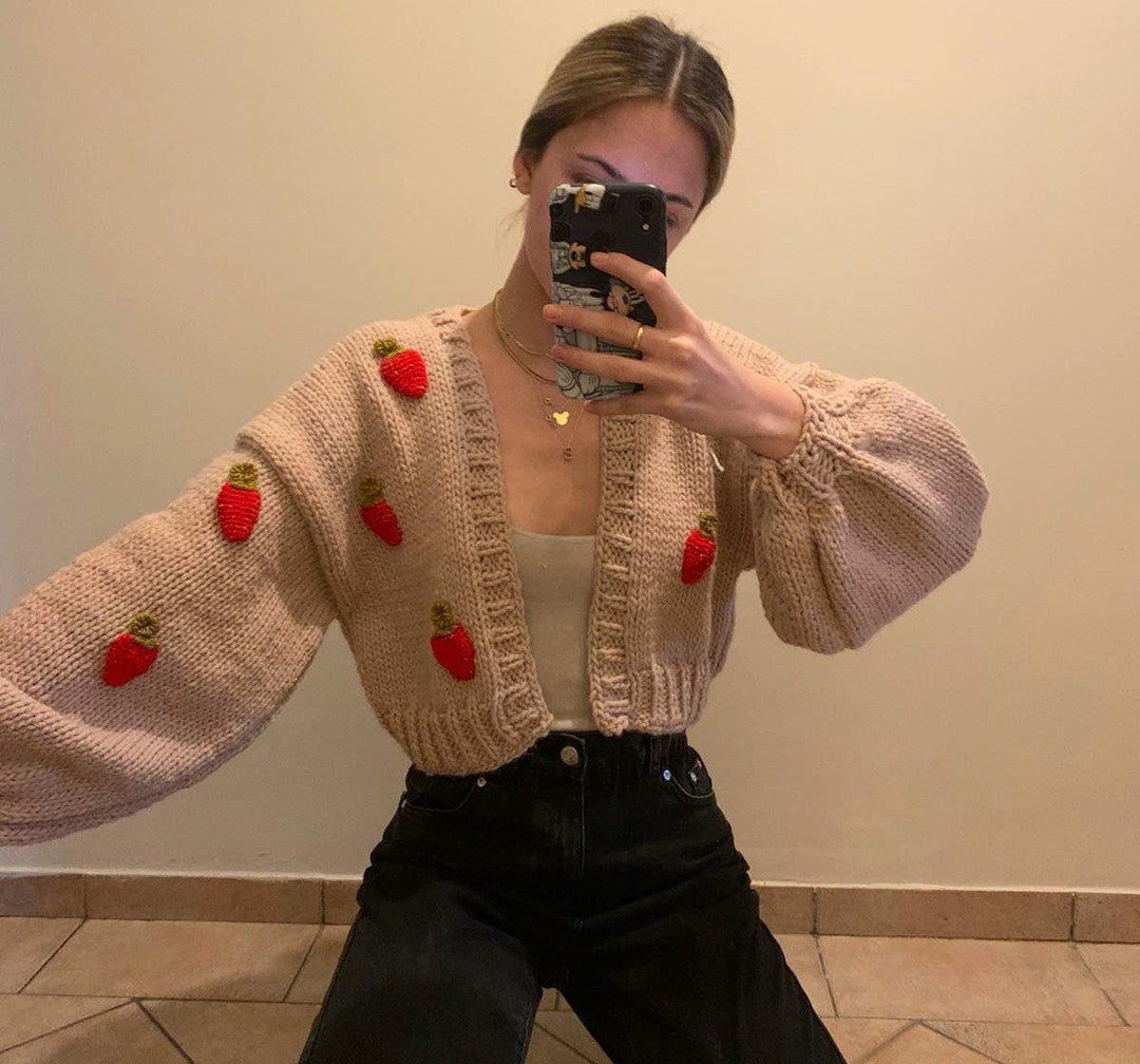 Strawberry Cardigan Women Cardigan Handmade & Unique - Etsy