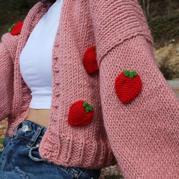 Strawberry Cardigan - Etsy