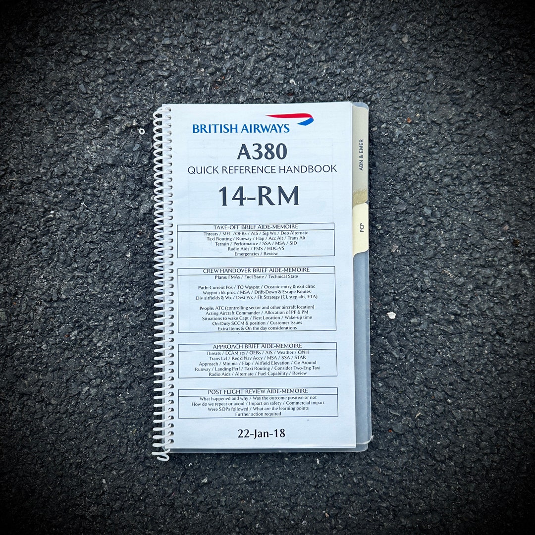 Airbus A380 British Airways BA QRH Quick Reference Handbook Flight Crew ...