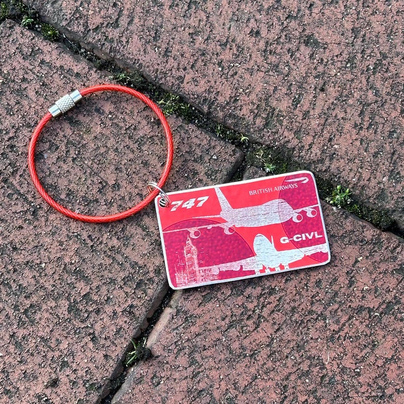 British Airways Boeing 747 G-CIVL Tail Cut Luggage Tag Keychain Keyring ...