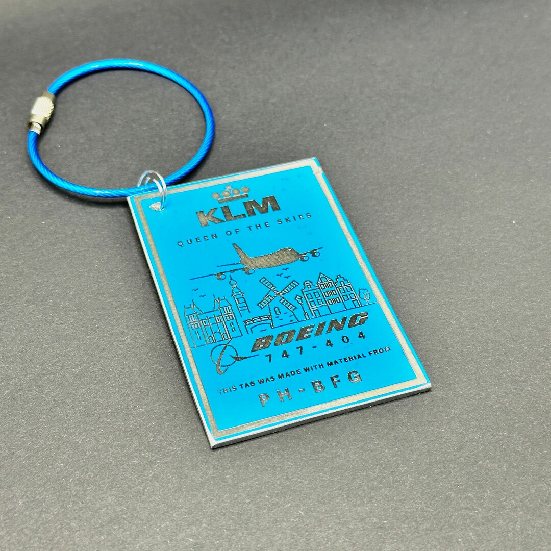 KLM Royal Dutch Airlines Boeing 747 PH-BFG Fuselage Cut Luggage Tag ...