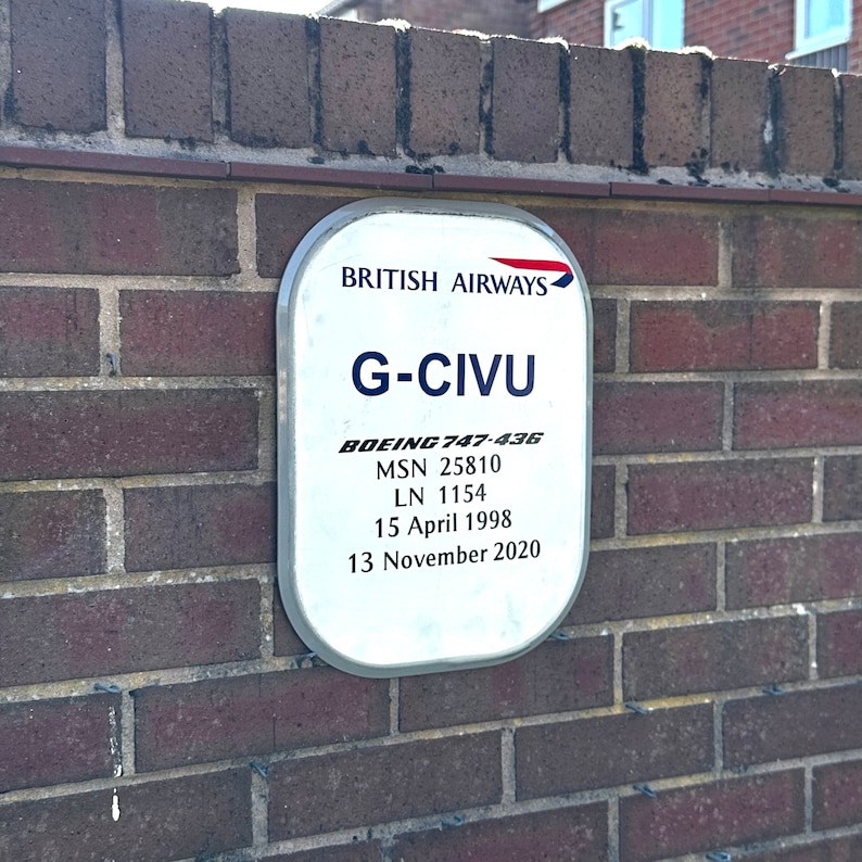 British Airways G-CIVU Boeing 747 Window Blank Plaque Fuselage Cut ...