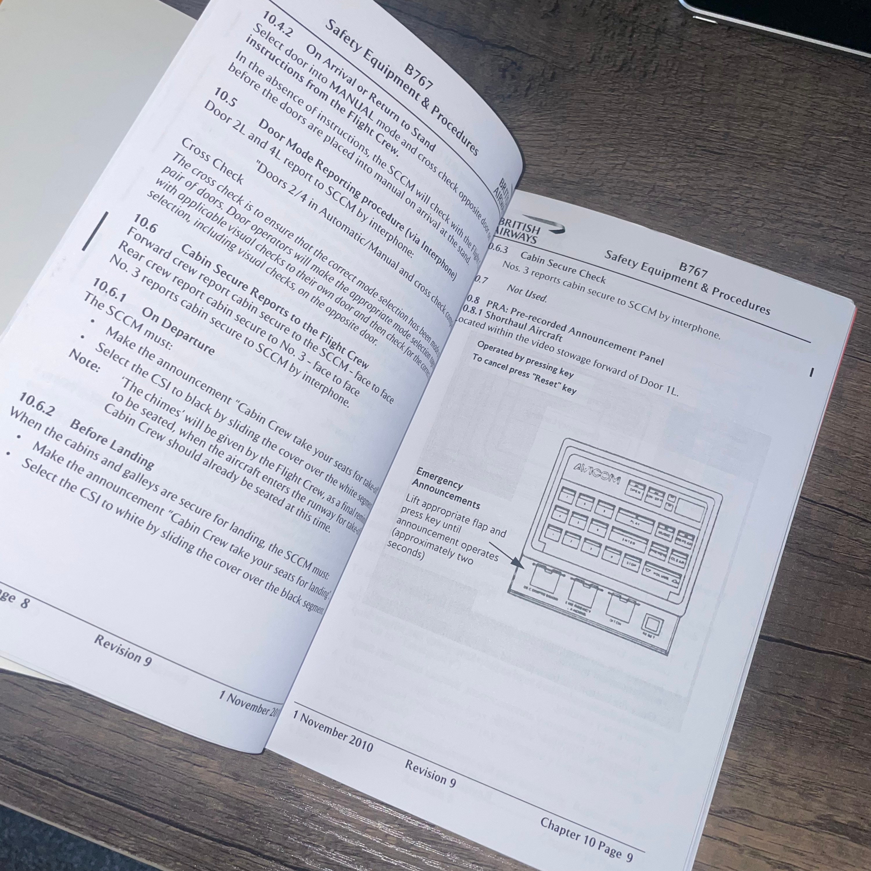 British Airways Boeing 767 Safety Equipment Manual Revision Engineering ...