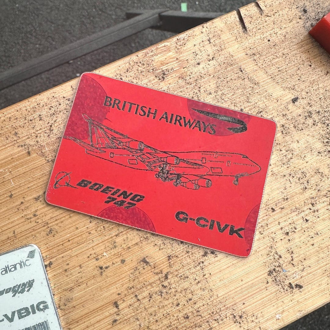 British Airways Boeing 747 G-CIVK Tail Cut Credit Card Size Tag ...