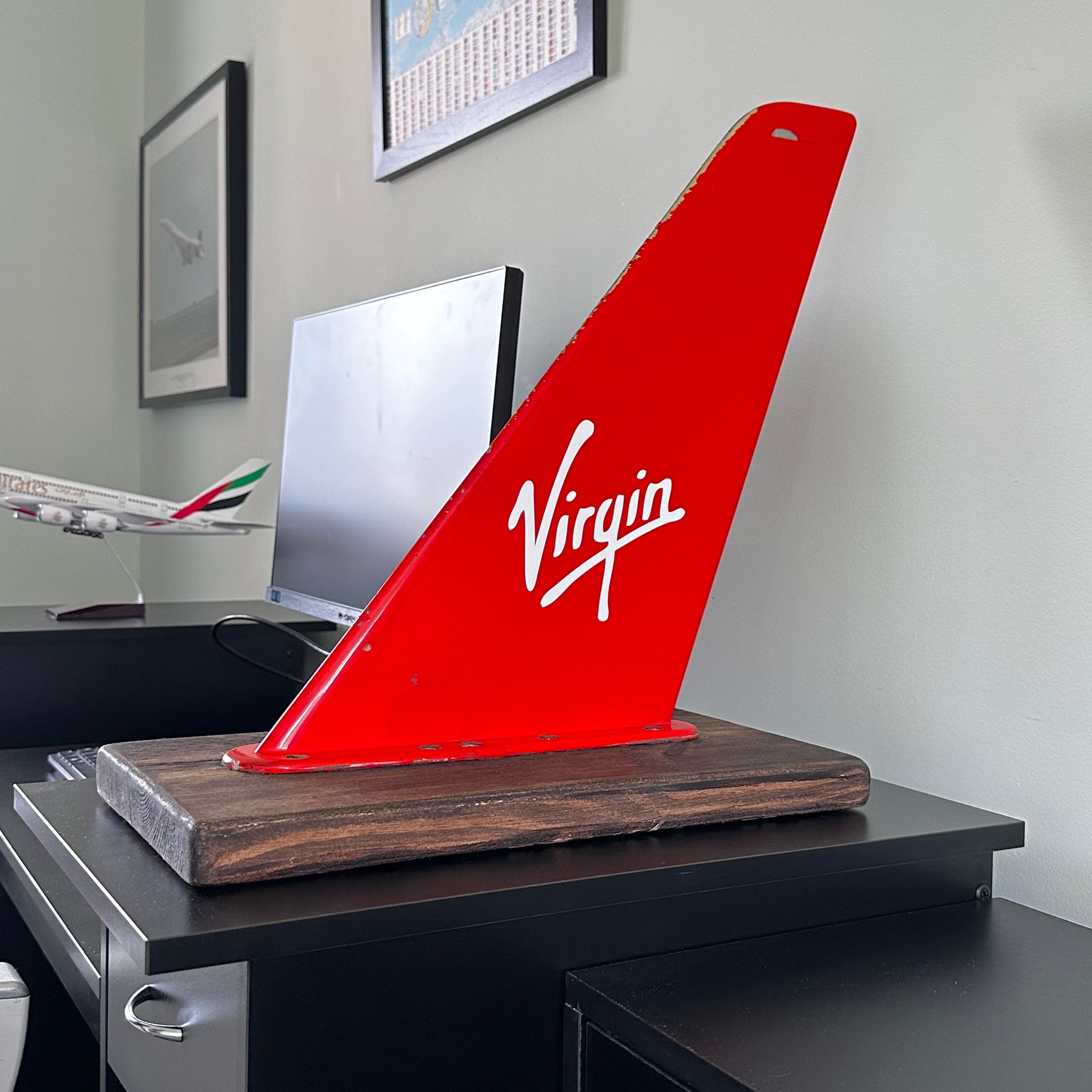 Virgin Atlantic Mounted VHF Antenna Upcycled Ornament Paperweight RAF ...