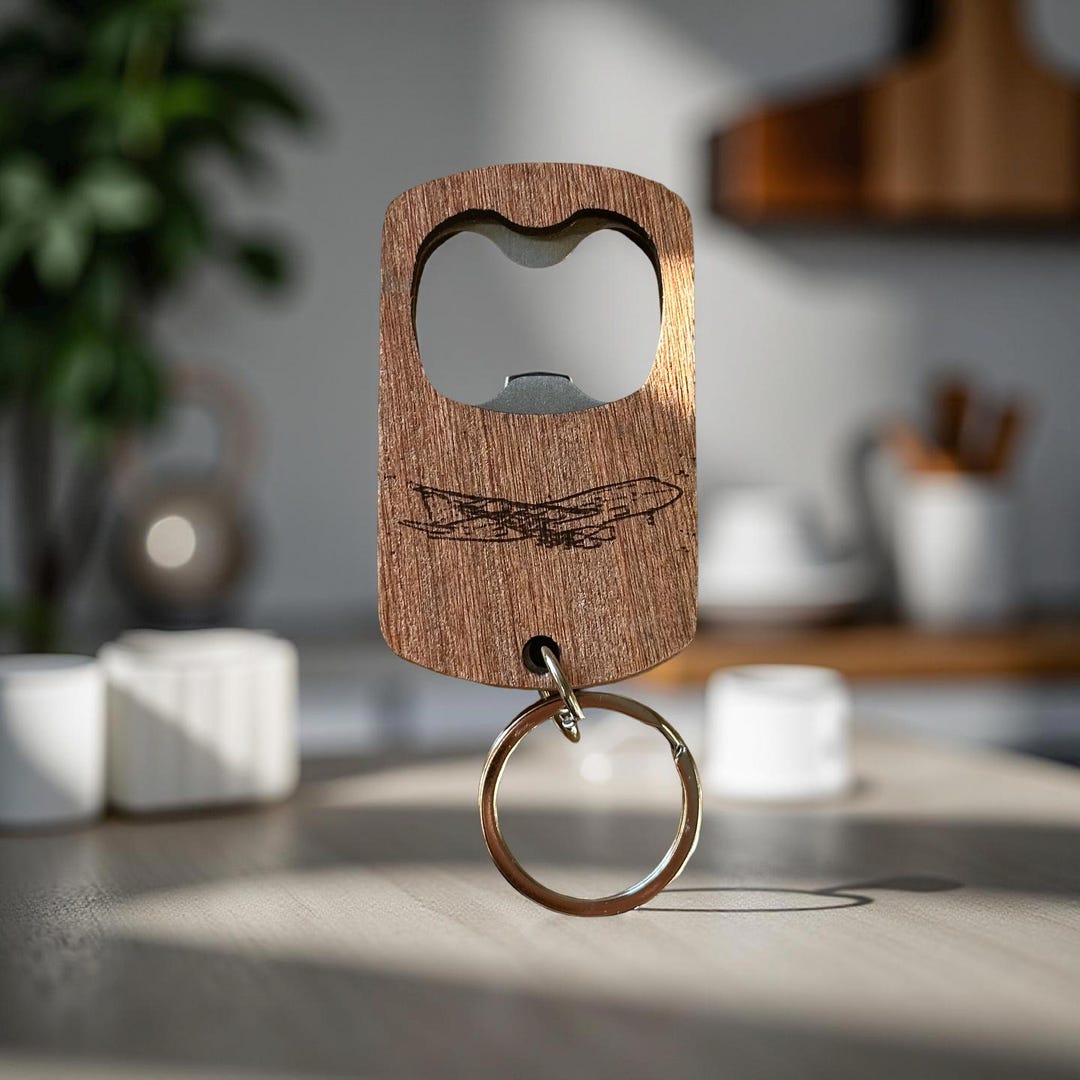 Laser Engraved Boeing 747 Wooden Bottle Opener Key Chain Creative ...
