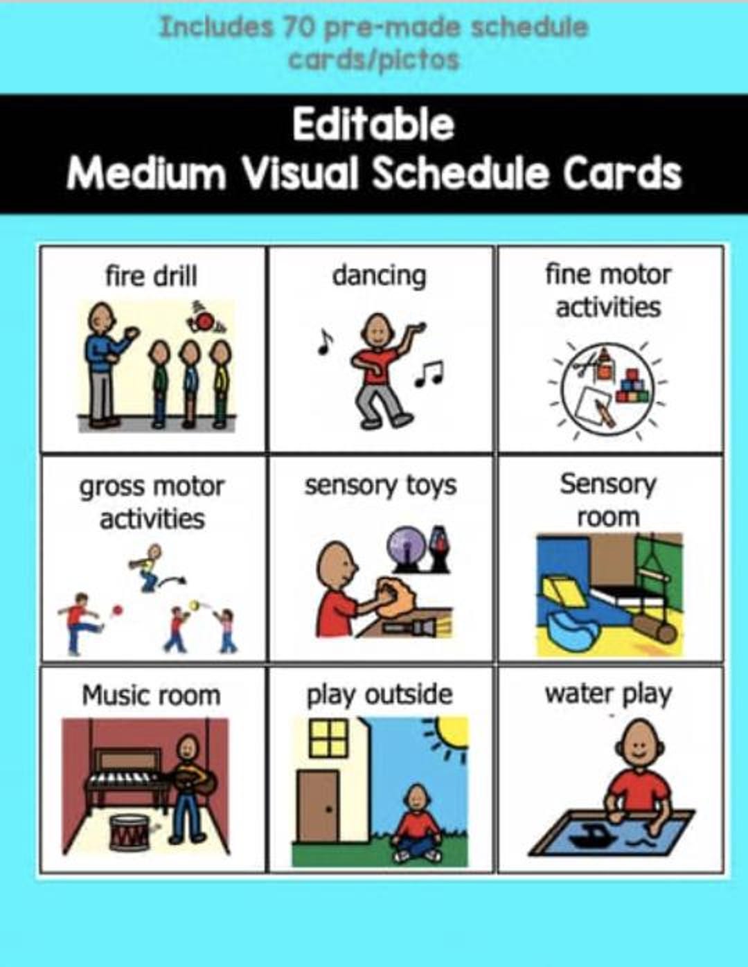 70 Medium Editable Visual Schedule/first/then Cards/pictos - Etsy