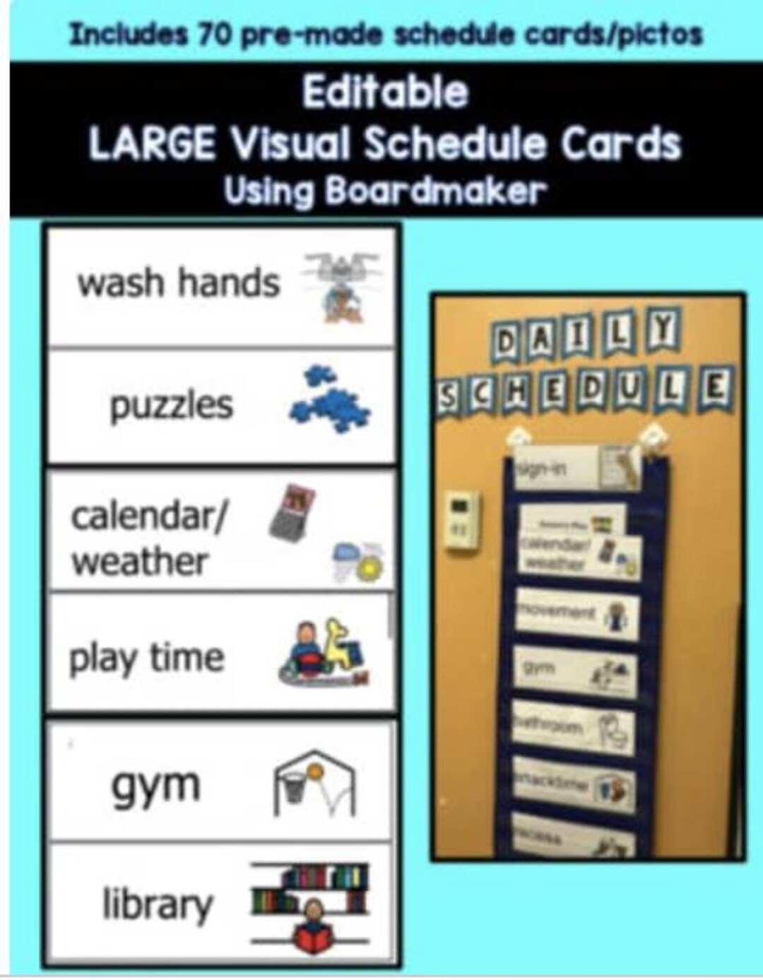 EDITABLE 70 Large Editable Visual Schedule Cards(asd, SPED, Special ...