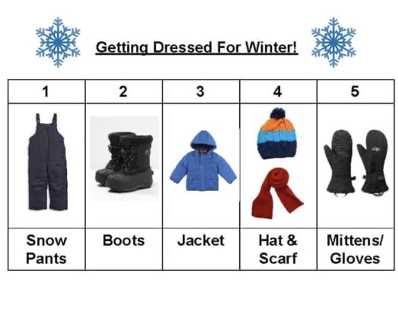 Getting Dressed and Undressed for Winter Sequence Visual + Cut/paste ...